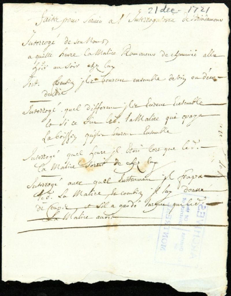 Procès entre [François Héritier dit Lamalice?], ramoneur de cheminées ...