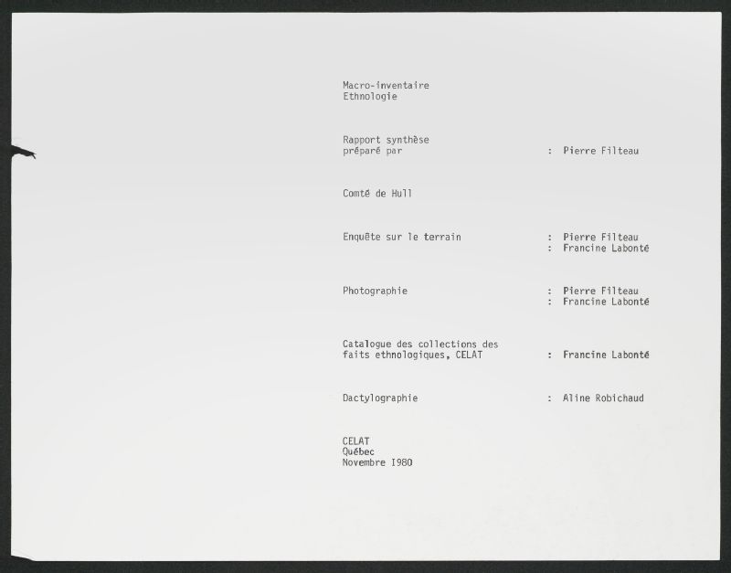 Comté de Hull - Rapport de synthèse | Advitam - Bibliothèque et ...