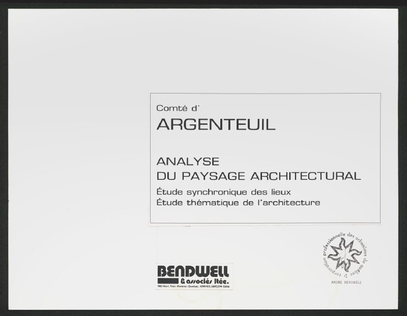 Comté d'Argenteuil - Analyse du paysage architectural : Étude ...