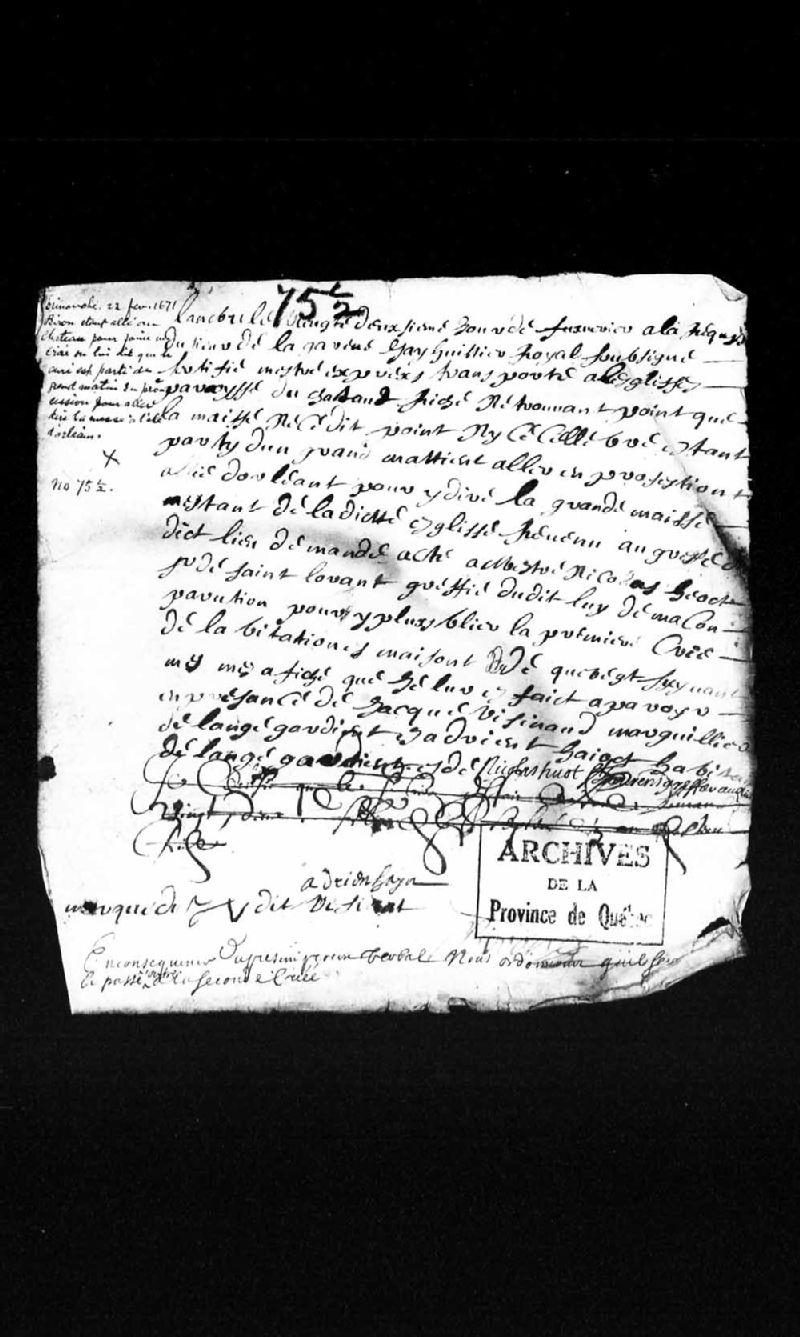 Procès-verbal de Pierre Biron, huissier royal et acte donné par Nicolas ...