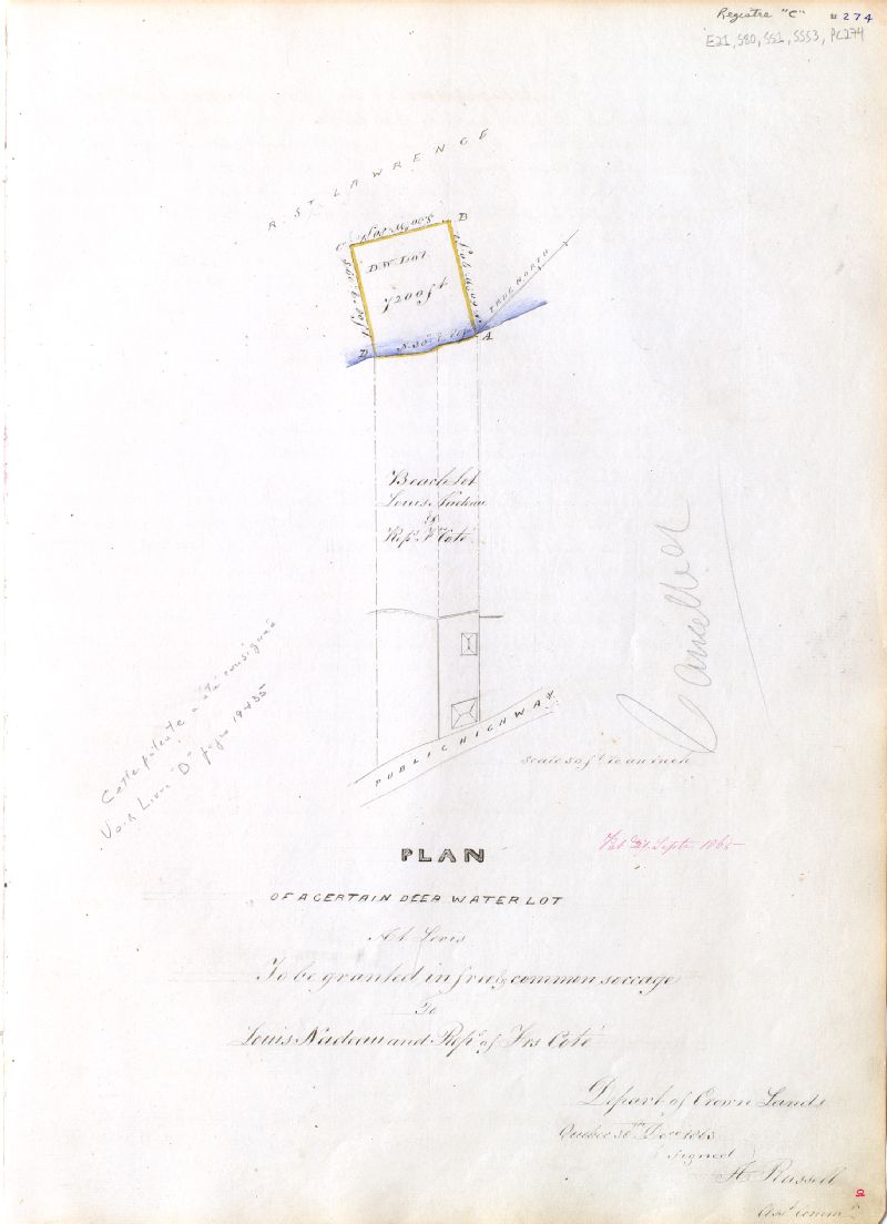 Plan of a certain deep water lot at Lévis to be granted in free and ...